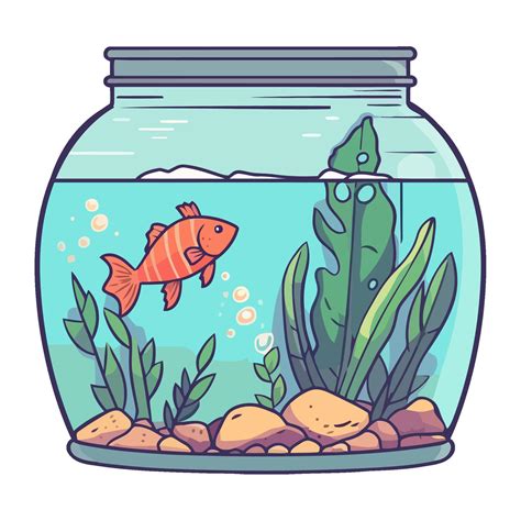 Fish In Aquarium With Plants And Rocks 49618390 Vector Art At Vecteezy