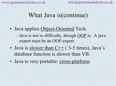 Core Java Over View Basics Introduction By Quontra Solutions Ppt