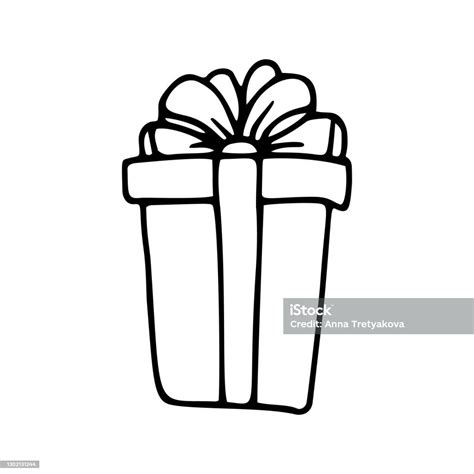 귀여운 낙서 선물 선물 상자 손으로 그린 벡터 그림 인사말 카드 포스터 스티커 및 계절 디자인에 대한 요소 흰색 배경에 격리 12월에 대한 스톡 벡터 아트 및 기타 이미지