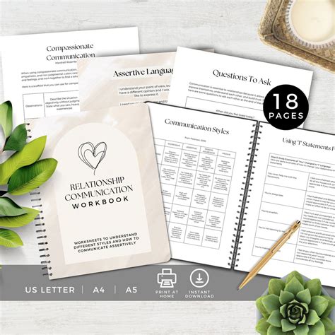 Relationships Communication Workbook Couples Therapy Worksheets