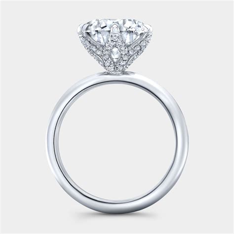 Round Diamond Full Diamond Basket Tulip Solitaire White Gold Engagemen