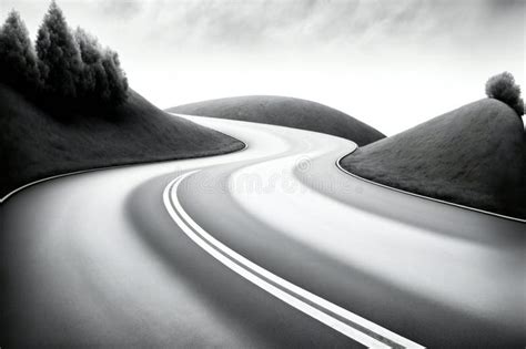 Curve Asphalt Road Isolated On White Highway Travel Arts And Architecture Stock Illustration