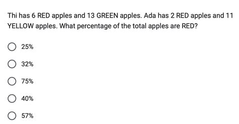 solved thi has 6 red apples and 13 green apples ada has 2