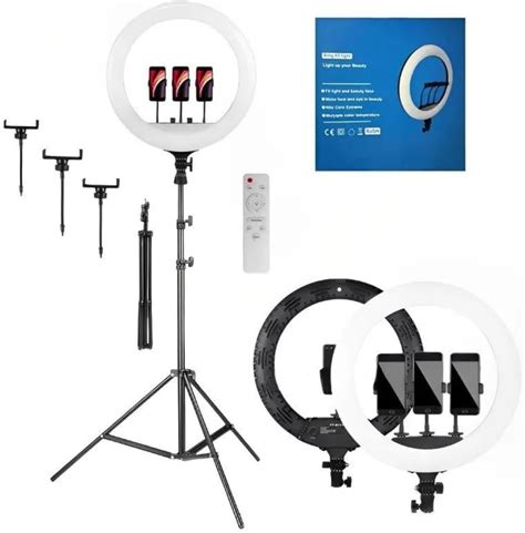 Ring Light Iluminador 18 Polegadas Com Tripé Profissional Foto Vídeo Com Controle 215 Cm Com