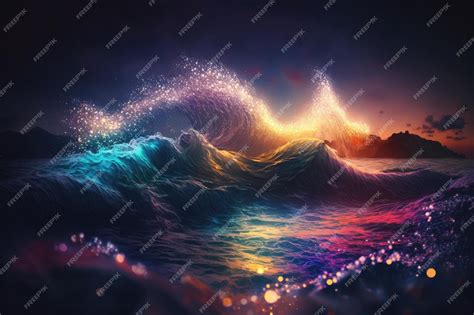 Premium Ai Image Waves And Lights Over A Water Backdrop