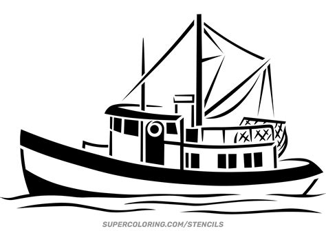 Stencil Of Fishing Boat Free Printable Papercraft Templates