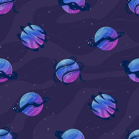Premium Vector Seamless Pattern With Space Sky And Planets