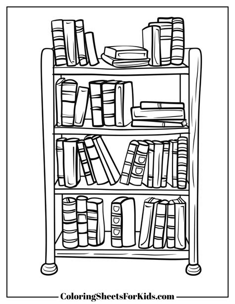 Bookshelf Coloring Pages Free Print And Downloads Coloring Sheets
