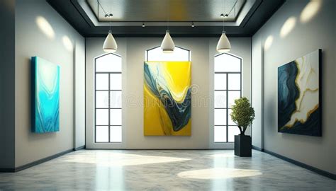 Modern Art Exhibition Backdrop Made With Generative Ai Stock