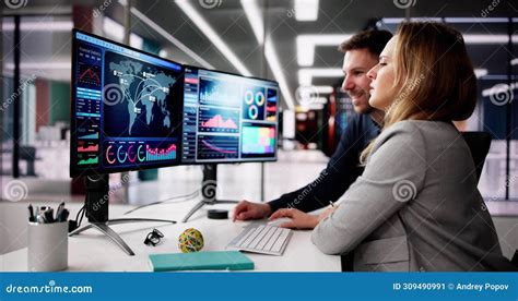 Data Analyst Using Data Analytics Kpi Stock Image Image Of Monitor