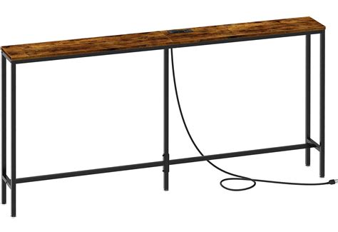 Superjare Console Table With Charging Station 63 Narrow Entryway