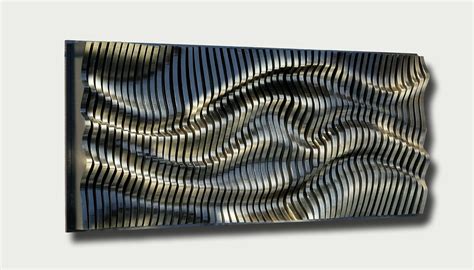 Gold Black Parametric Wall Panel Wavy Wall Art Of Wooden Slats Wooden Sound Diffuser 3d Wall