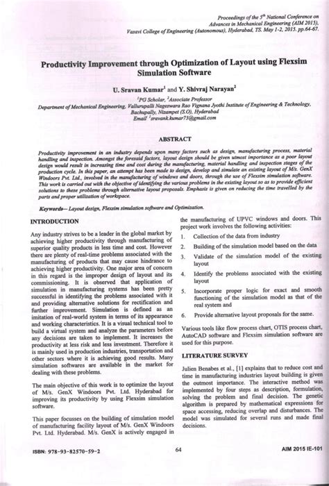 pdf productivity improvement through optimization of layout using