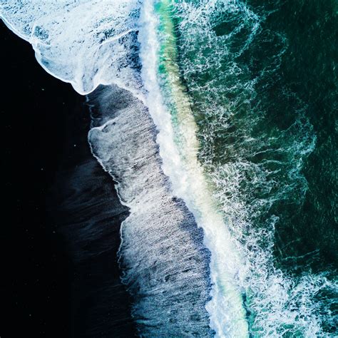Reynisfjara Black Sand Beach Wallpaper 4k Waves Aerial View