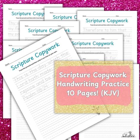 Kjv Scripture Copywork Handwriting Practice Bible Memorization