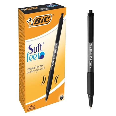 Bic Soft Feel Black Retractable Ballpoint Pens Medium Point 1 0mm 12 Count