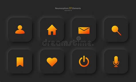 set of buttons for user interface design in black with yellow elements