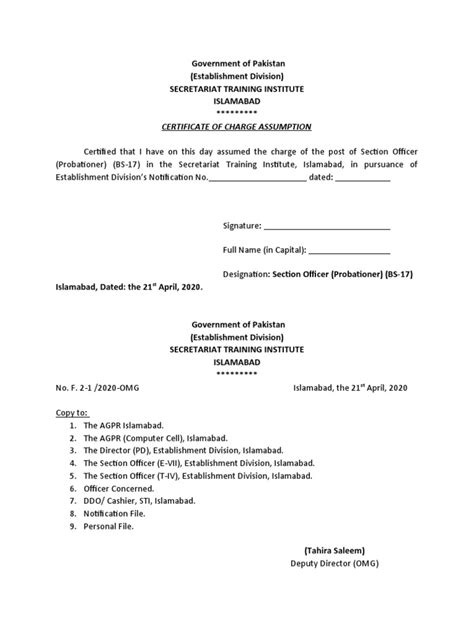 Certificate Of Charge Assumption Pdf