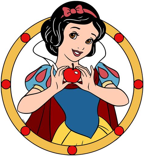 Clip Art Of Snow White Holding A Bright Red Apple Disney