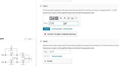 Solved Part Find The Equivalent Capacitance With Respect To Chegg