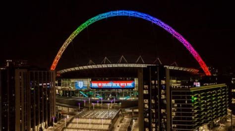 Wembley Arch Lit Up In Rainbow Colours For England United States World