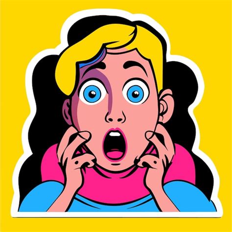 Expressão Assustada E Pose Desenhada à Mão Plana Estilosa Adesivo De
