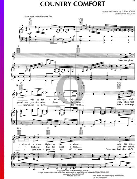 Country Comfort Rod Stewart Piano Sheet Music Oktav