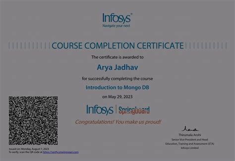 Arya Jadhav On Linkedin Infosys Infosysspringboard Mongodb