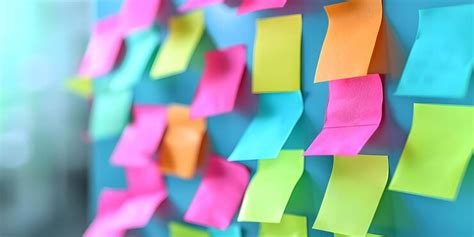 Colorful Sticky Notes On Project Management Board Track Tasks And Milestones Concept Project