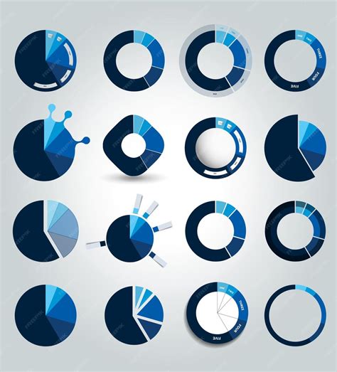 Premium Vector Big Set Of Round Circle Chart Graph Simply Color