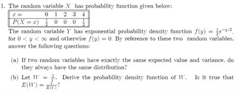 Solved The Random Variable X Has Probability Function Given Chegg