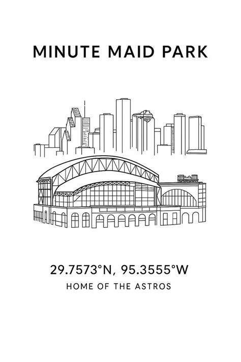 Minute Maid Park Print Houston Skyline Astros Stadium Art Digital Download Etsy