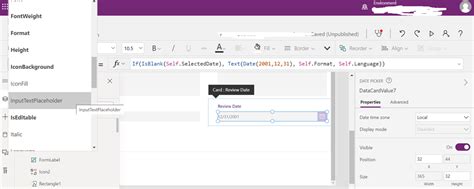 set date field to blank in powerapps