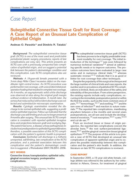 Pdf Subepithelial Connective Tissue Graft For Root Coverage A Case