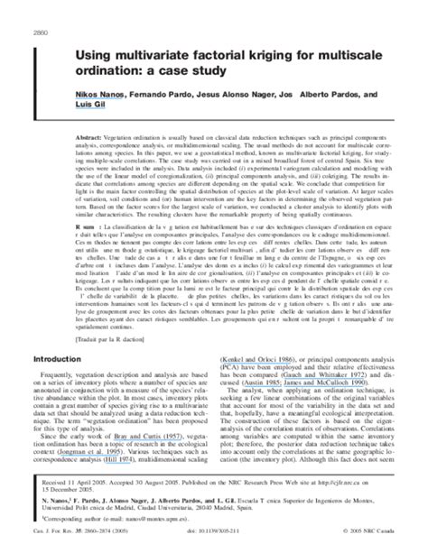 Pdf Using Multivariate Factorial Kriging For Multiscale Ordination A