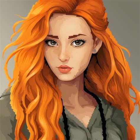 Premium Photo An Illustration Of An Orange Haired Girl With Long Hair