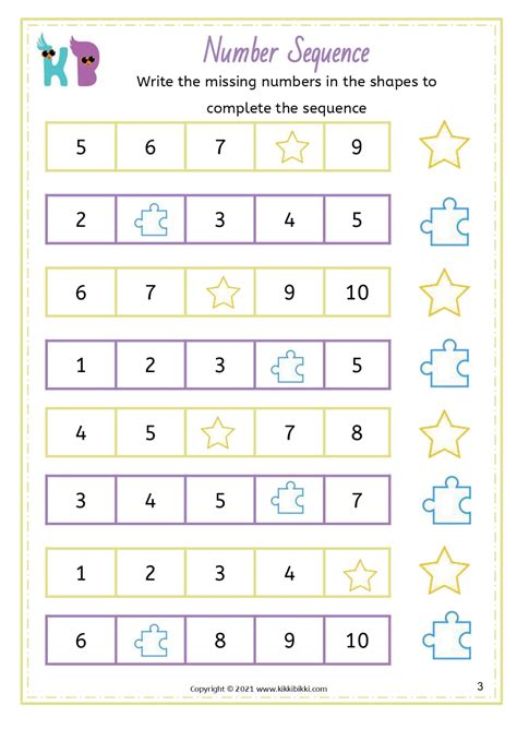 15 number sequence kindergarten worksheets kikkibikki