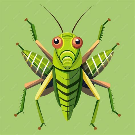 A Green And Yellow Grasshopper With A Green Background Premium Ai