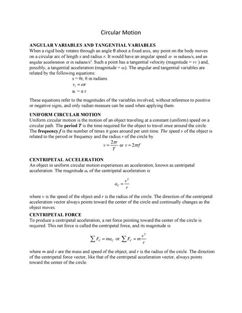 6 Circular Motion Circular Motion Angular Variables And Tangential