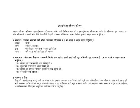 Class 10 Nepali Model Question 2080 With Solution With Specification Grid