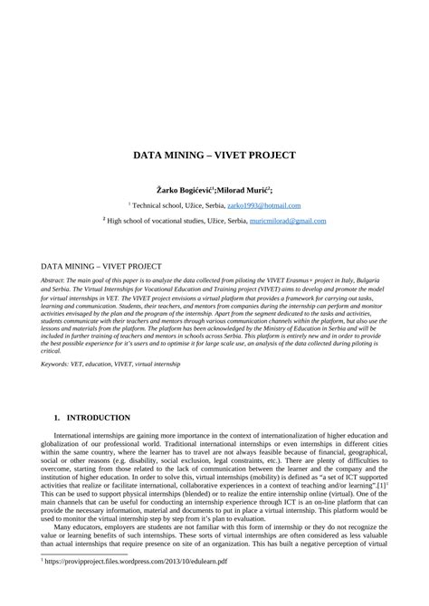 PDF DATA MINING VIVET PROJECT DATA MINING VIVET PROJECT
