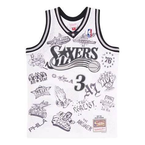 Mitchell And Ness Nba Ai World Tour Swingman Philadelphia 76ers Jersey White Smjydx21038 P76whit