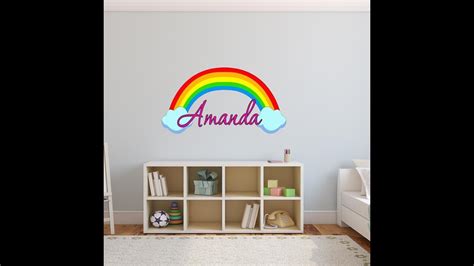 Custom Name Rainbow Wall Decal Nursery How To Apply Rb2 Youtube