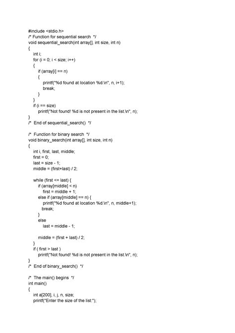 Sequential And Binary Search Include Function For Sequential