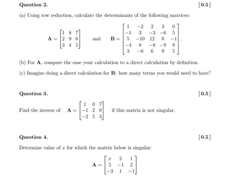 Solved Question A Using Row Reduction Calculate Chegg