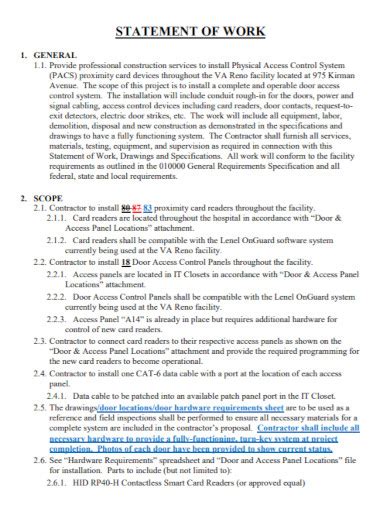10 Construction Statement Of Work Examples [ Project Company Products ] Examples