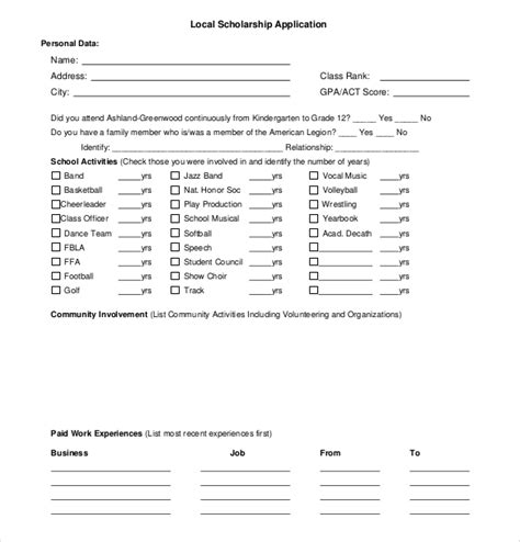 15 Scholarship Application Templates Free Sample Example Format