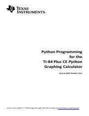 Python Programming TI Plus CE Python Edition TI PyAppPrgG V EN Pdf Python Programming