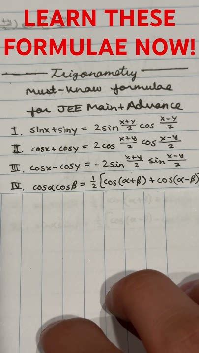 Most Important Trig Formulae For Jee Jee Iit Iitjee Trigonometry