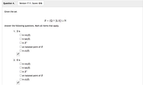 Solved Question Version Score Given The Set Chegg
